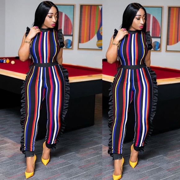 Pants & Jumpsuits | Its Here Lady Gee Striped Jumpsuit | Poshmark